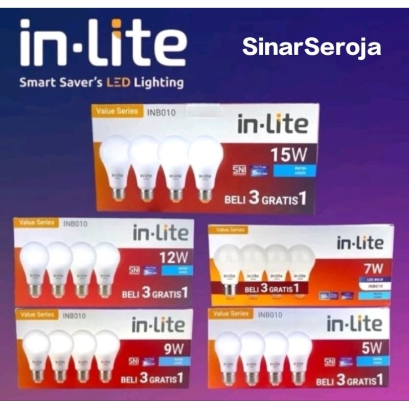 Jual Lampu INLITE / IN-LITE LED VALUE INB010 Bohlam Murah 5W / 7W / 9W / 11W / 15W Paket Beli 3 ...