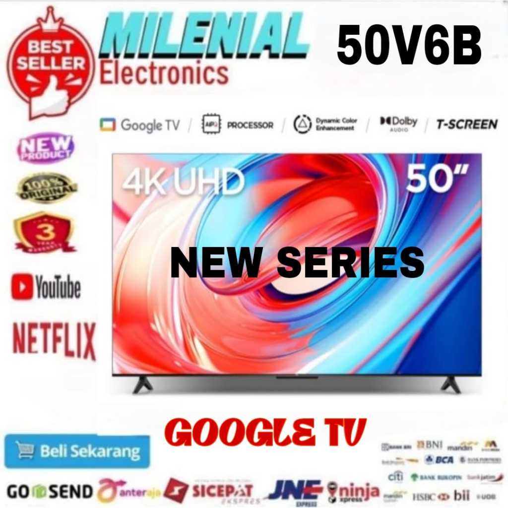 Jual TCL 50V6B Smart TV 50 inch Google TV 4K UHD - T-Screen - Dolby ...