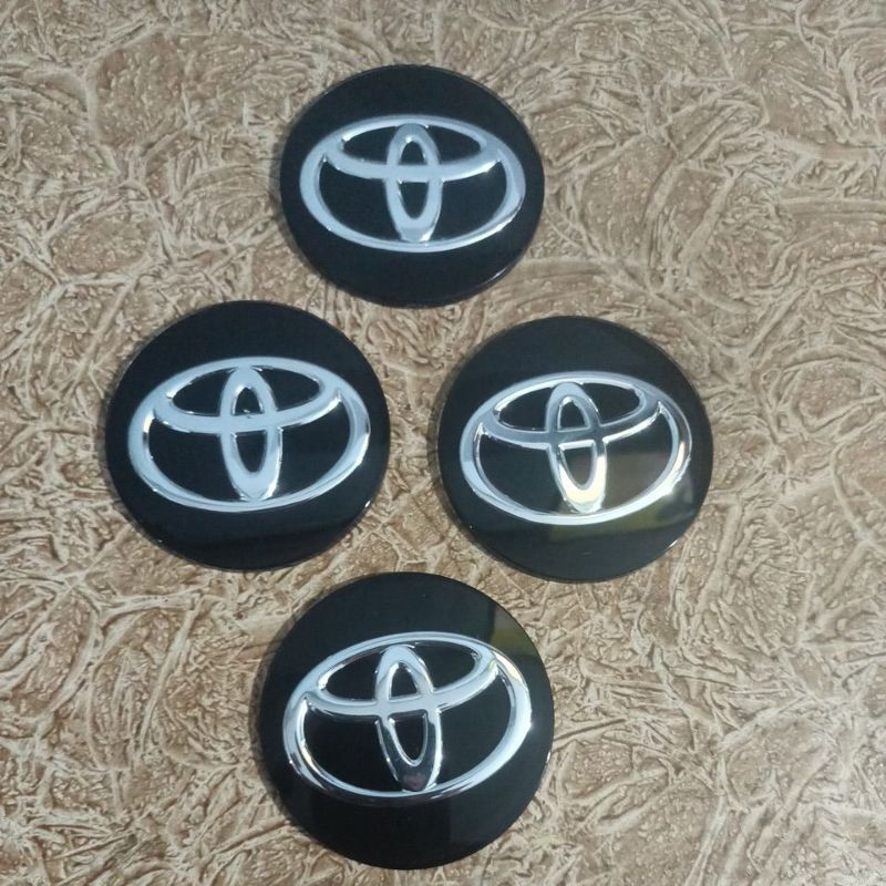 Jual sticker lapisan tutup dop velg mobil logo Toyota Hitam 4 pcs ...