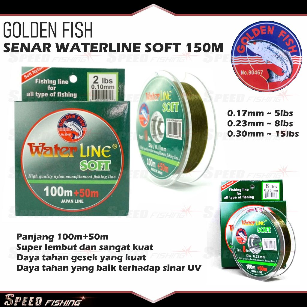 Jual Senar Pancing Golden Fish Water Line 150m Soft Nylon Monofilament ...