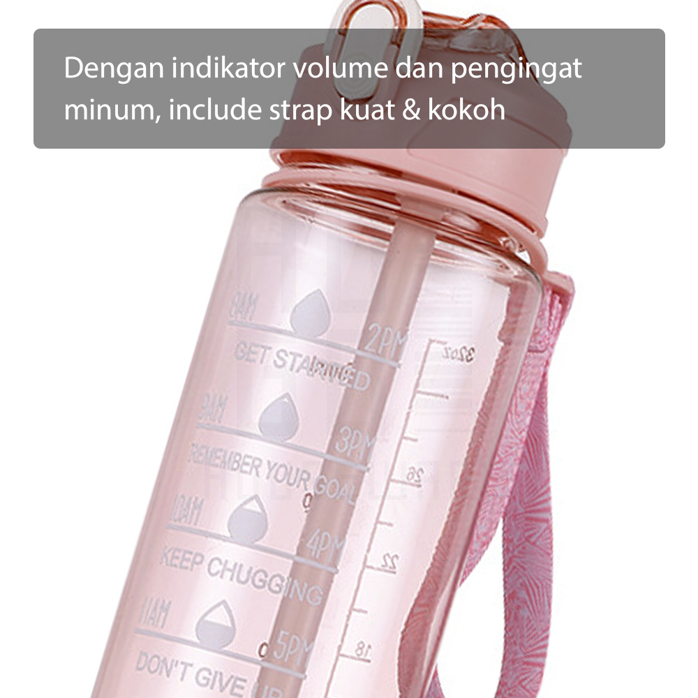 Jual Botol Minum 1 Liter Bening Botol Air Anak Sedotan Anti Bocor Premium BPA FREE HUGO | Shopee ...