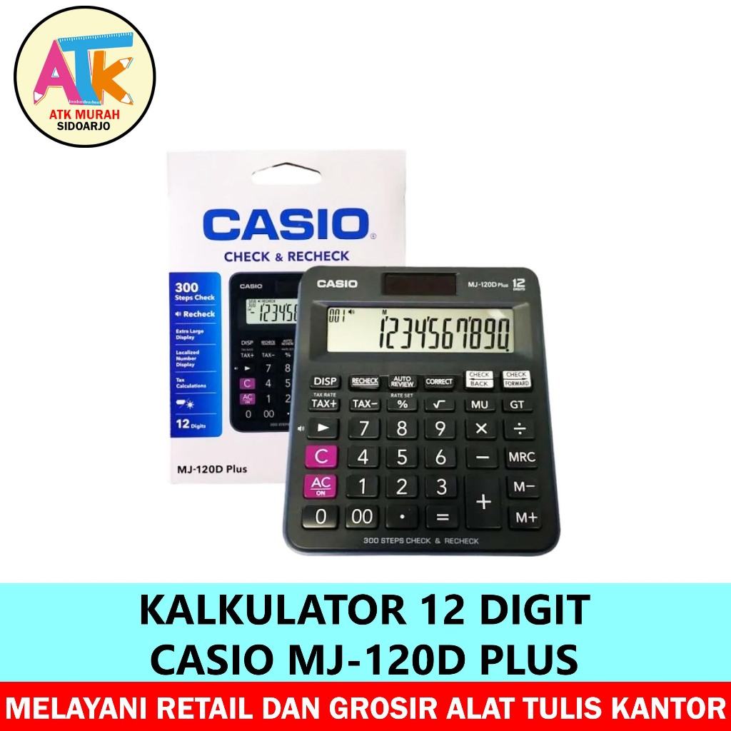 Jual KALKULATOR 12 DIGIT CASIO MJ - 120D PLUS | Shopee Indonesia