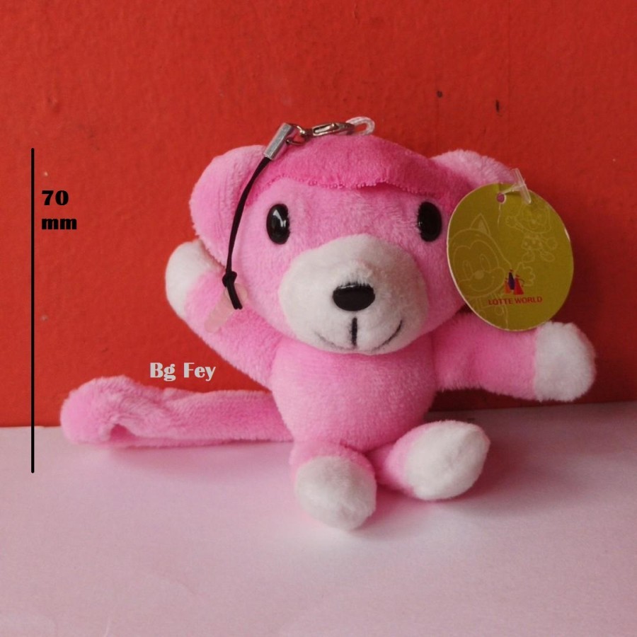 Jual lotte world adventure Boneka Monyet Pink With Strap / gantungan ...