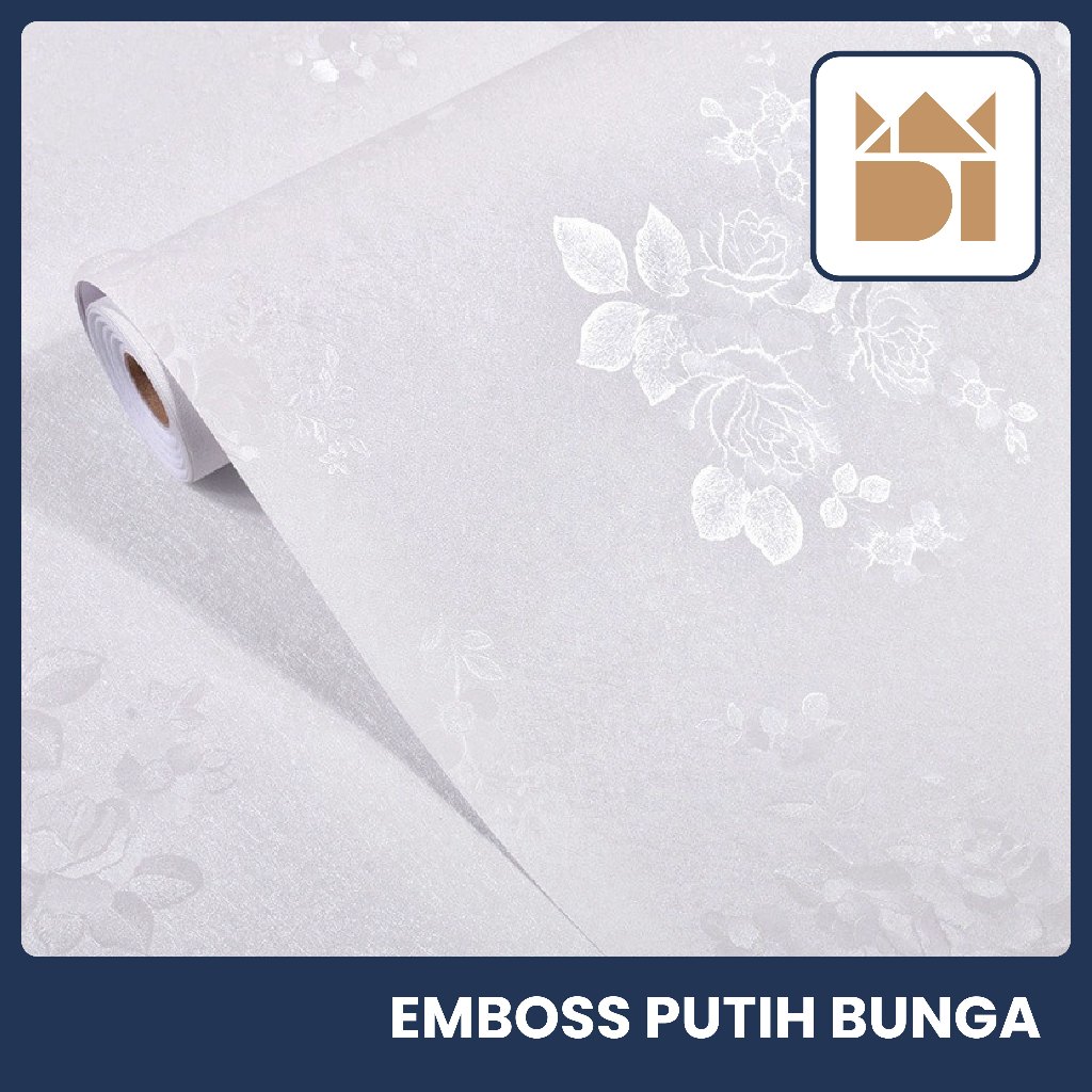 Jual Adipati Official Store - Wallpaper Motif Emboss Putih Bunga Ukuran ...