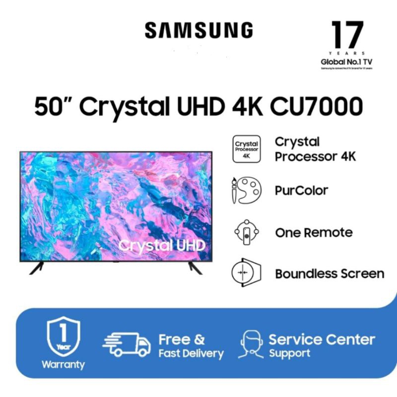 Jual SAMSUNG LED Smart TV 4K CU7000 Crystal UHD 50 inch | Shopee Indonesia
