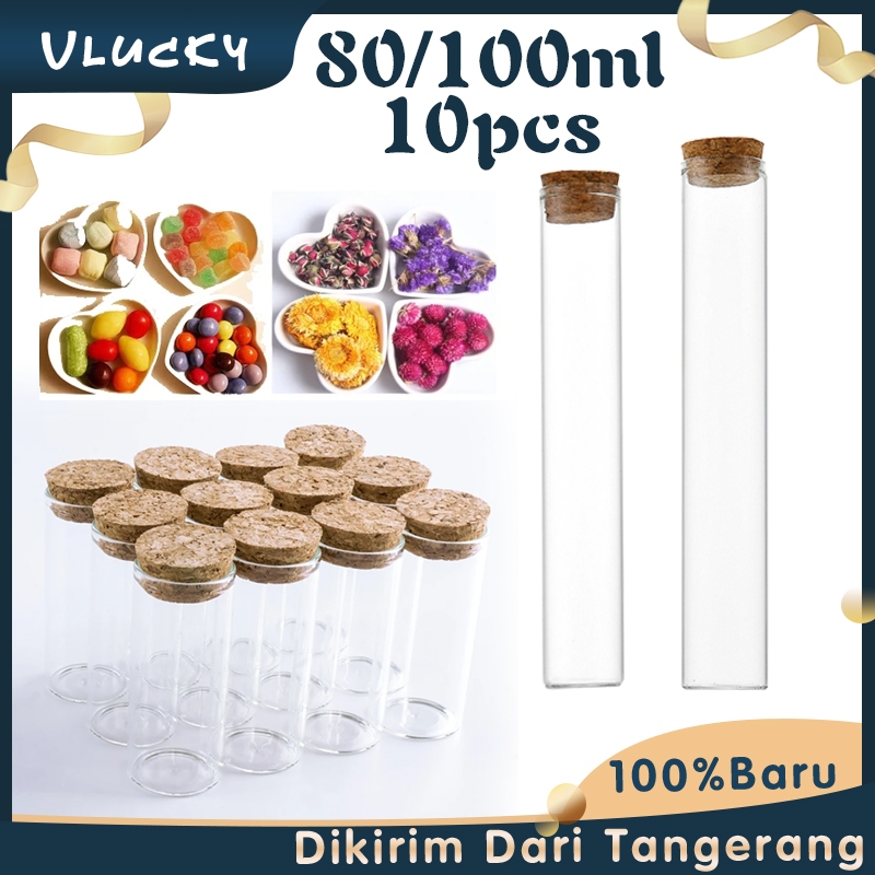 Jual Isi 10 Tabung Kaca Tutup Cork Toples Tube Jar Tabung Kaca 80ml ...
