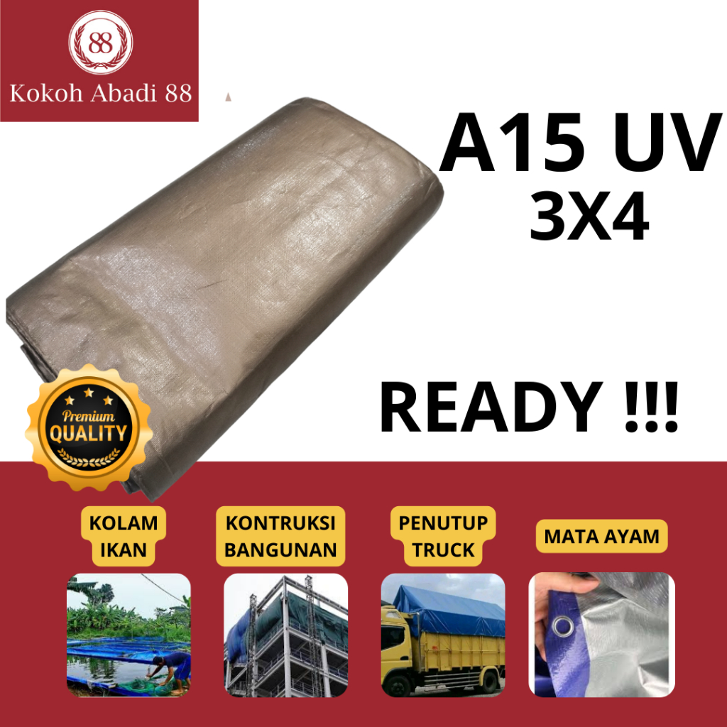 Jual Terpal A15 Korea +UV Cap Gajah Dunia Ukuran 3x4 Warna Green/Gold ...