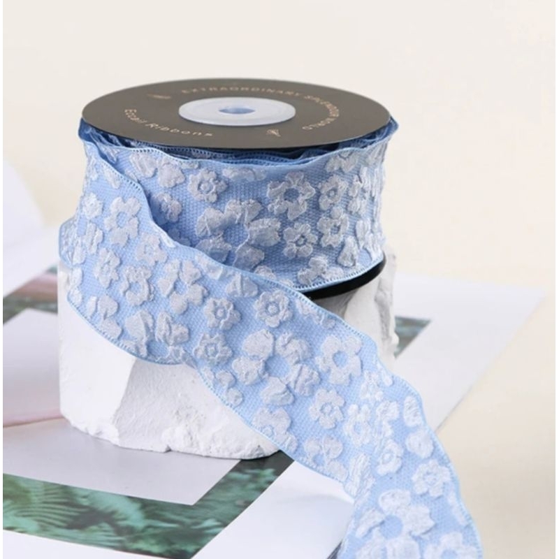 Jual Pita korea lace 148 motif bunga timbul size 4 cm per 1 yard (90 cm ...