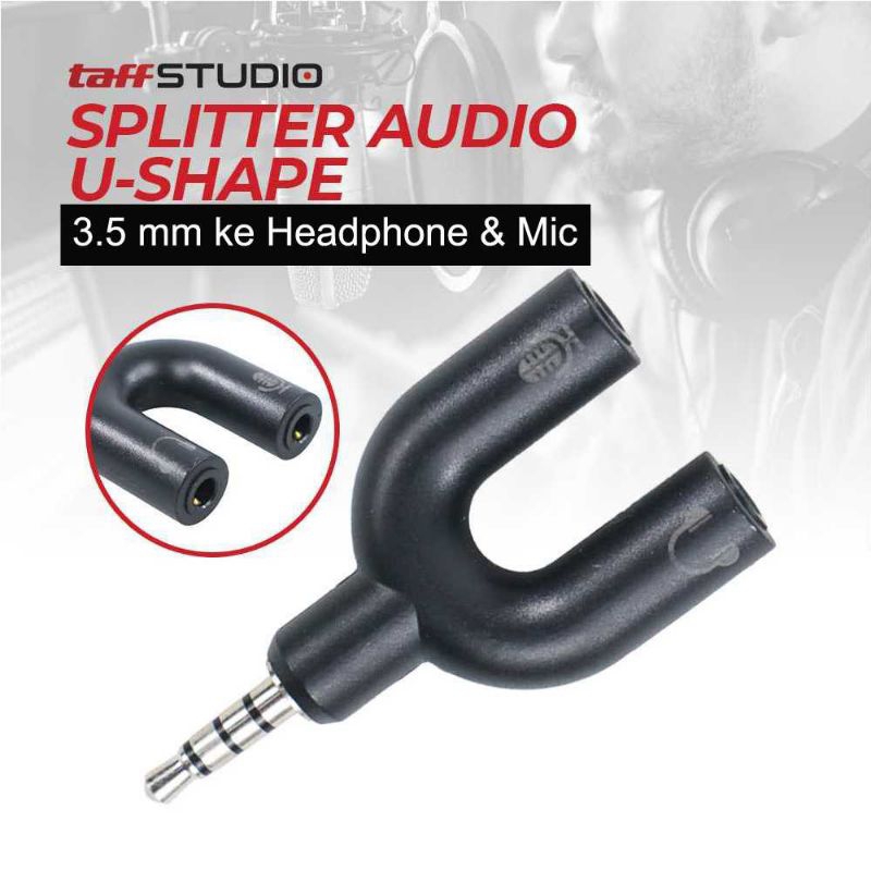 Jual TaffSTUDIO Splitter Audio Shape U 3.5mm ke Headphone & Mic - K0650 | Shopee Indonesia