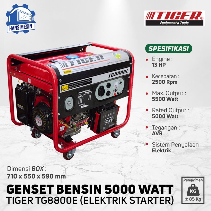 Jual Genset 5500 Watt Tiger TG 8800 E TG8800E | Shopee Indonesia