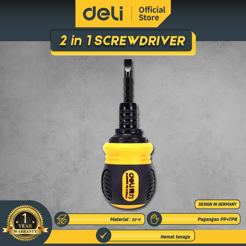 Jual Deli Tools Screwdriver / Obeng 2 in 1 Bulat Kombinasi Plus Minus ...