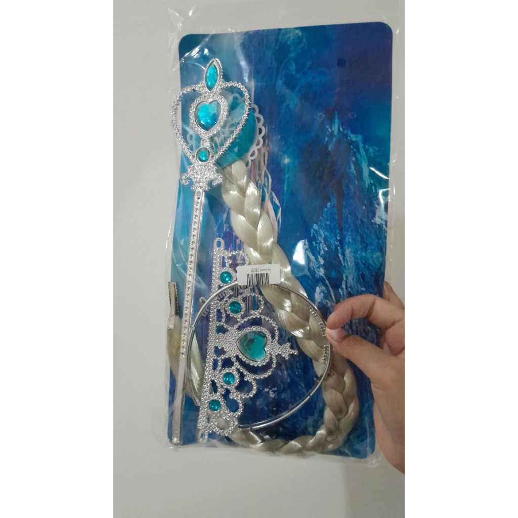 Jual Aksesoris rambut frozen elsa (Rambut+tongkat+mahkota) | Shopee ...