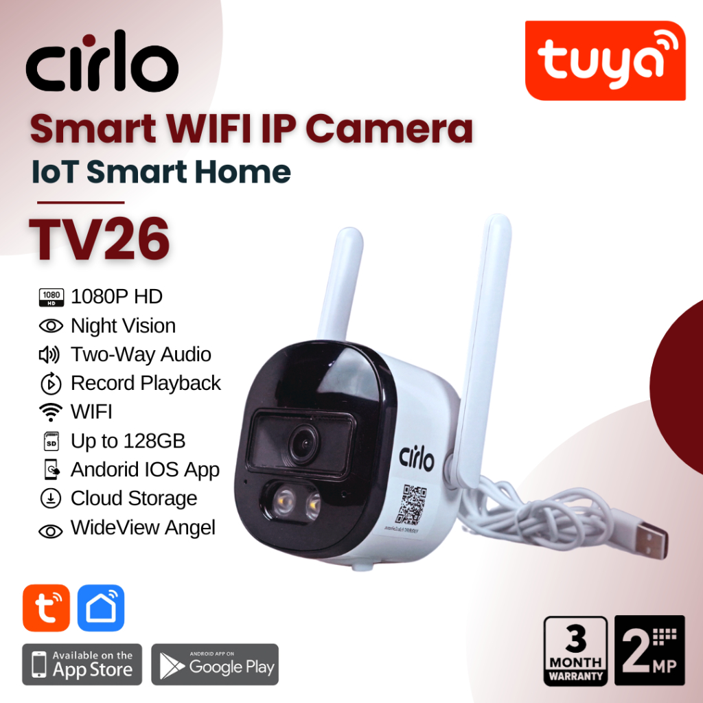 Jual CCTV Cirlo Tuya Smart IP Camera WIFI 1080P-2.0MP TV26 [Tuya ...