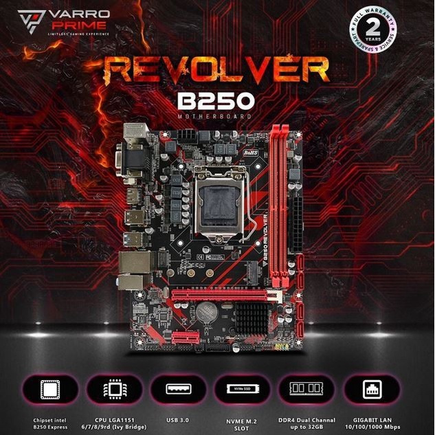 Jual MOTHERBOARD VARRO B250 REVOLVER SOCKET 1151 DDR4 | Shopee Indonesia