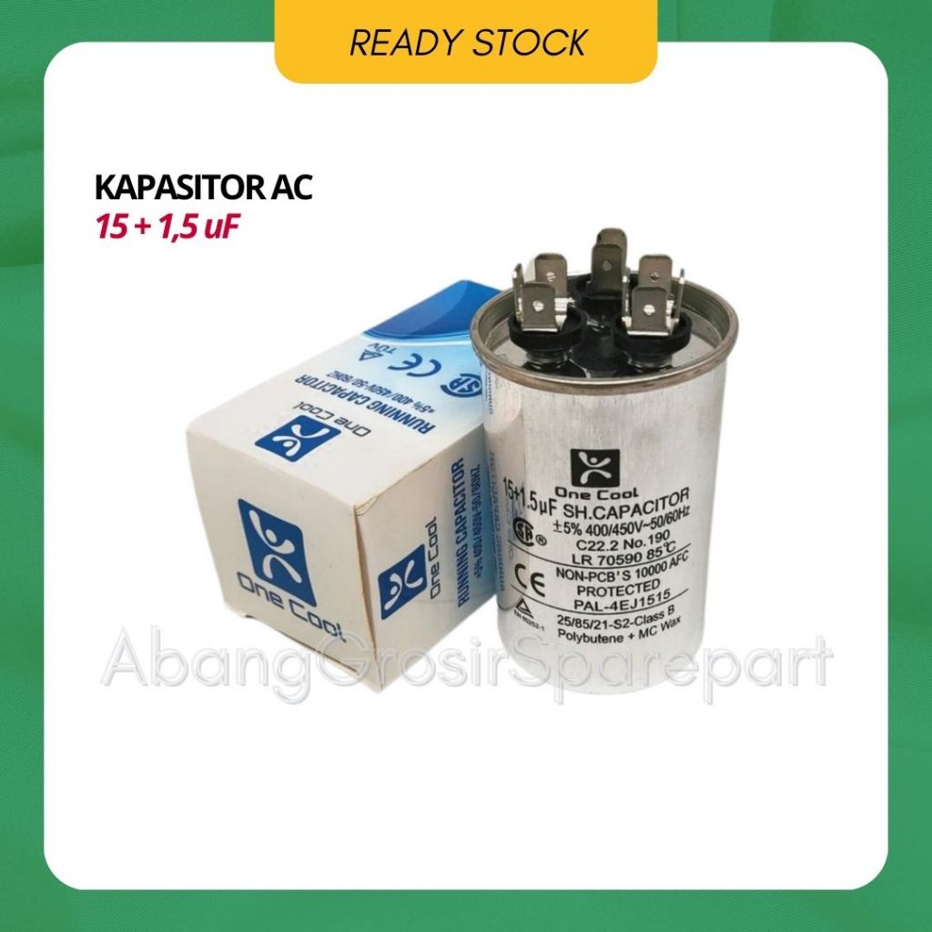 Jual Kapasitor AC 15+1,5 uf 3 Socket / Running Capacitor AC 15+1,5uf / Capasitor Air Conditioner ...