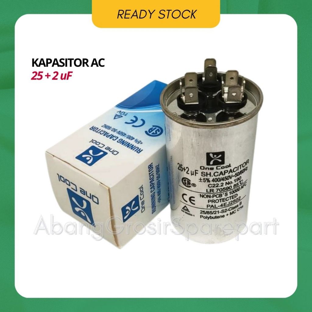Jual Kapasitor AC 25+2 uf 3 Soket / Running Capacitor AC 25+2uf 3 ...