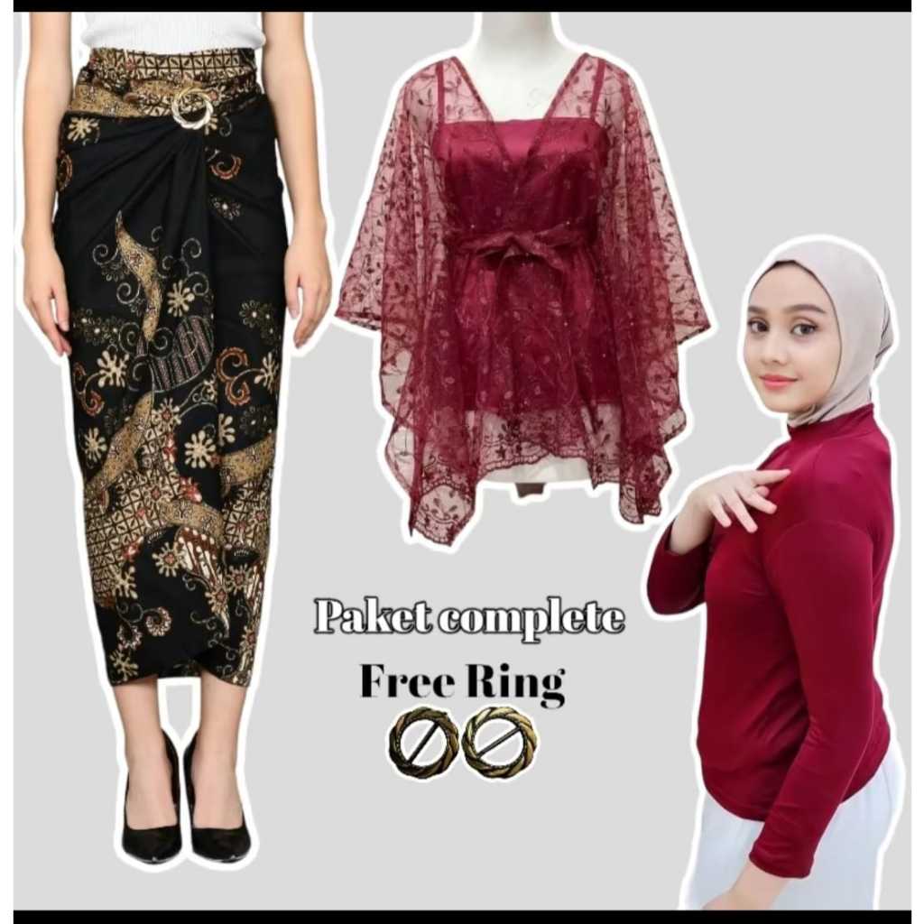 Jual Outfit Atasan Fashion Satu Set Outer brokat cape Brokat Crop ...