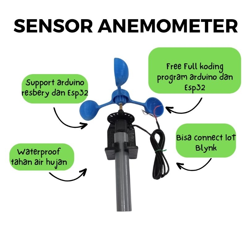 Jual Sensor Anemometer Kecepatan Angin Support Arduino Dan Esp32