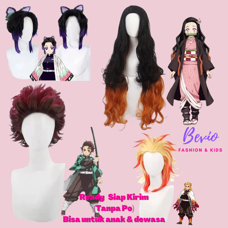 Jual Wig Cosplay Anime Demon Slayer Pria Wanita Anak Dewasa Tanjiro ...