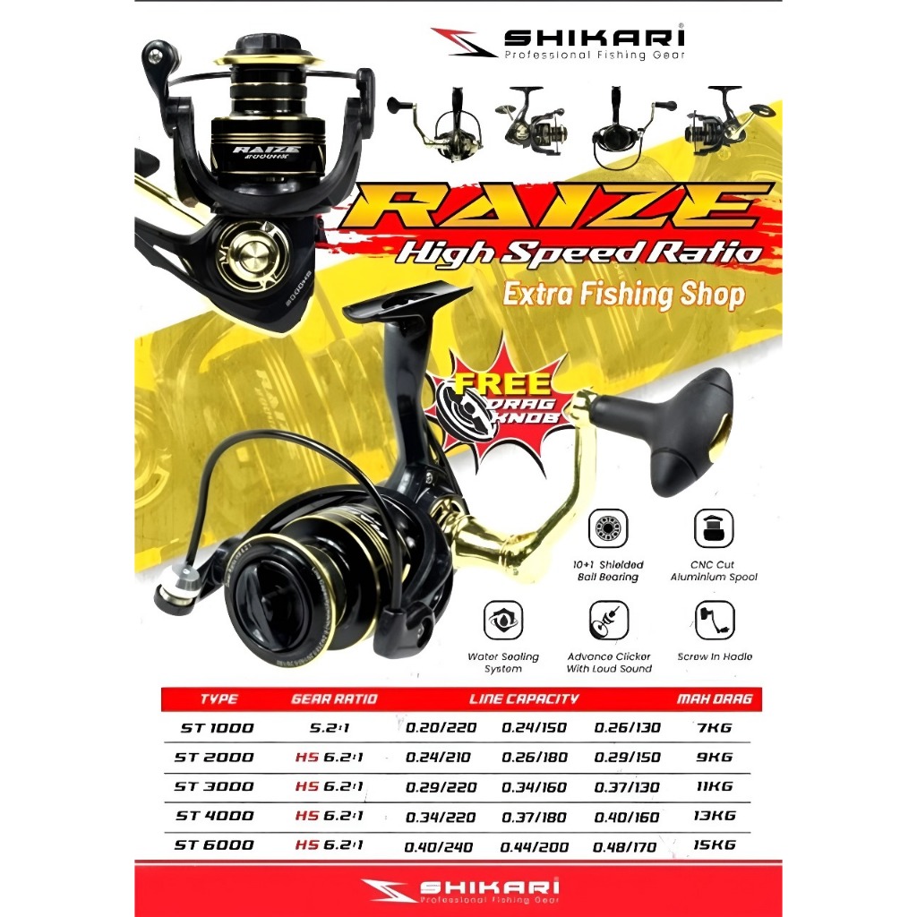 Jual REEL SHIKARI RAIZE SPIN 10+1BB | Shopee Indonesia