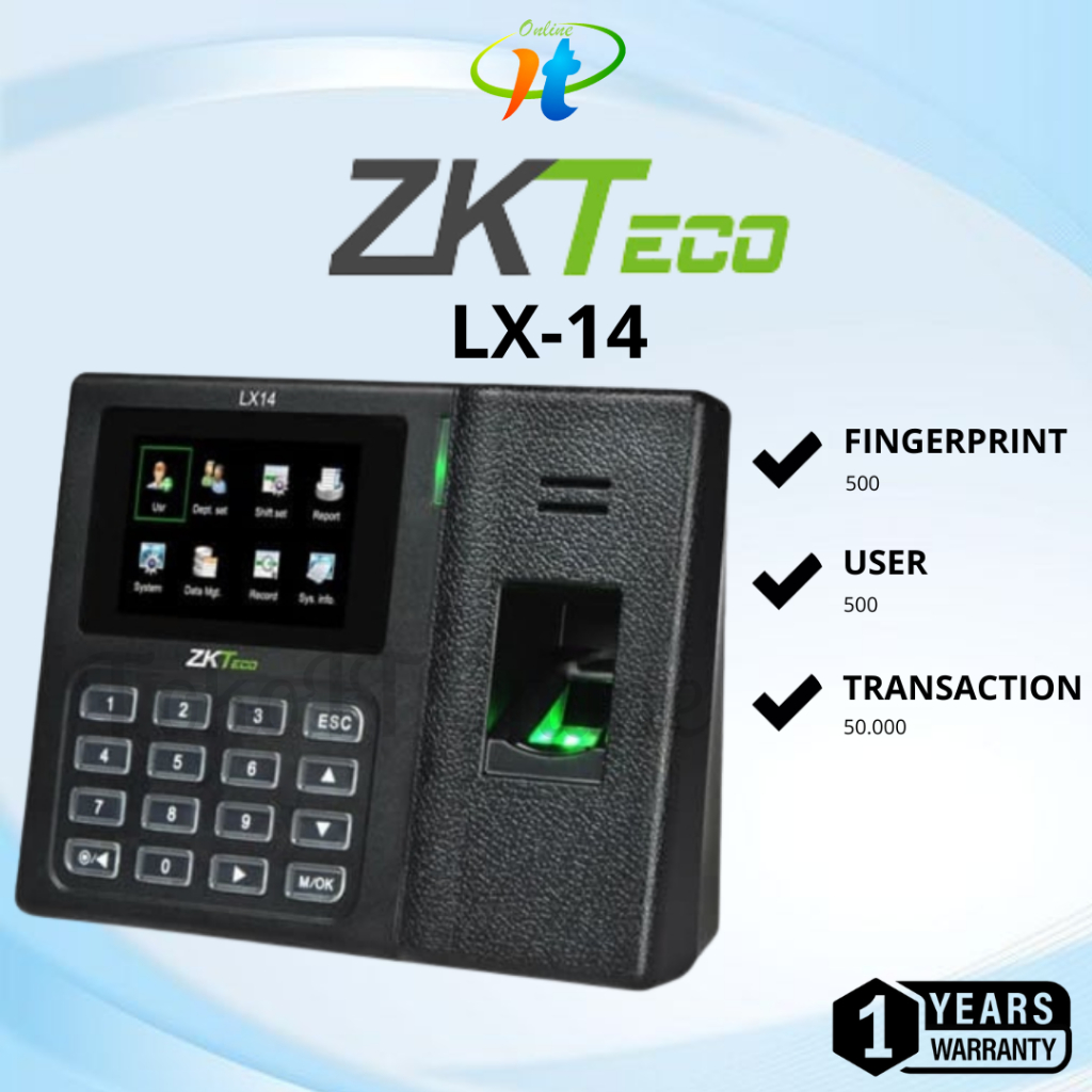 Jual Mesin Absensi ZKTeco LX14 Fingerprint LX-14 Sidik Jari LX 14 USB Setara LX50 LX-50 LX 50 ...