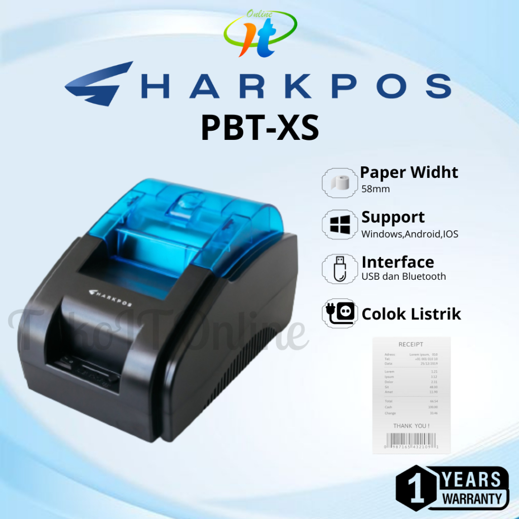 Jual Printer Bluetooth Thermal 58mm Sharkpos PBT XS USB RPP02N RJ11 ...