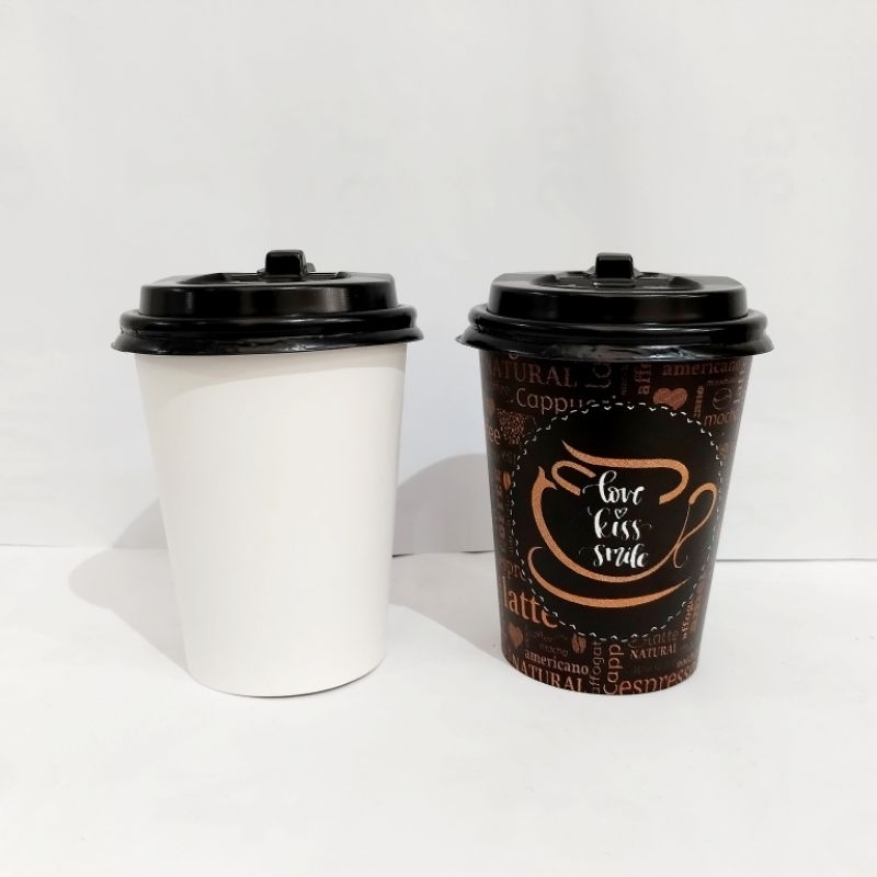 Jual [OSAKA] Cup Coffee Sama Tutup/Paper Cup Coffe/Gelas Kopi+Tutup/Gelas Kertas Polos Motif/Cup ...