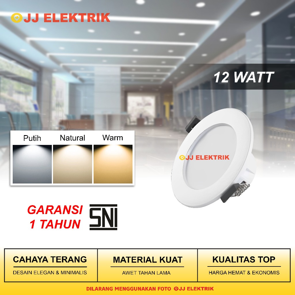 Jual Garansi 1 Tahun - Lampu LED Tanam Plafon 12W - Downlight Panel ...