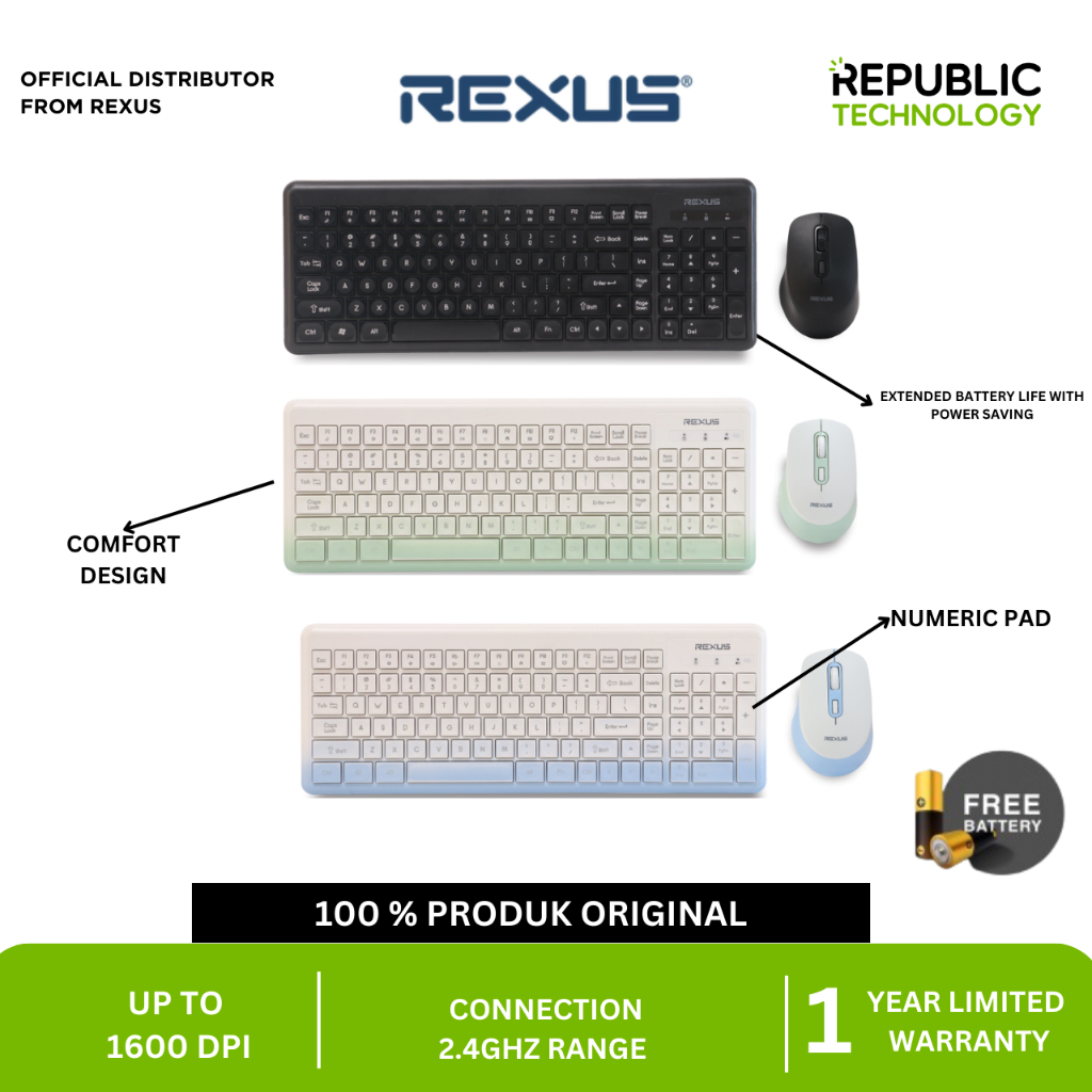 Jual Rexus KM 10 / Keyboard Mouse Wireless KM10 Combo | Shopee Indonesia