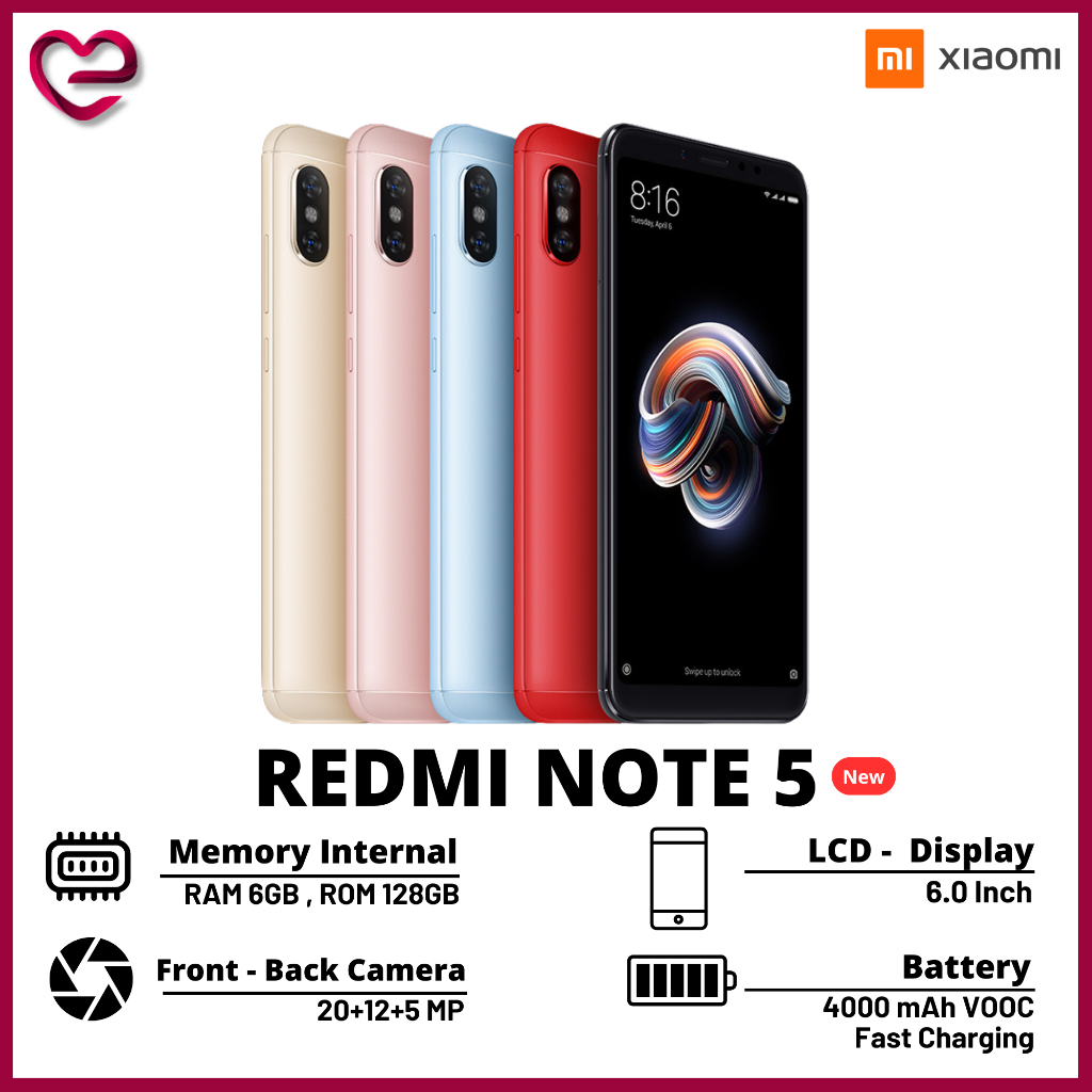 Jual Handphone Smartphone Hp Redmi Note 5 4G 6/128 GB Smartphone Garansi 1 Tahun | Shopee Indonesia