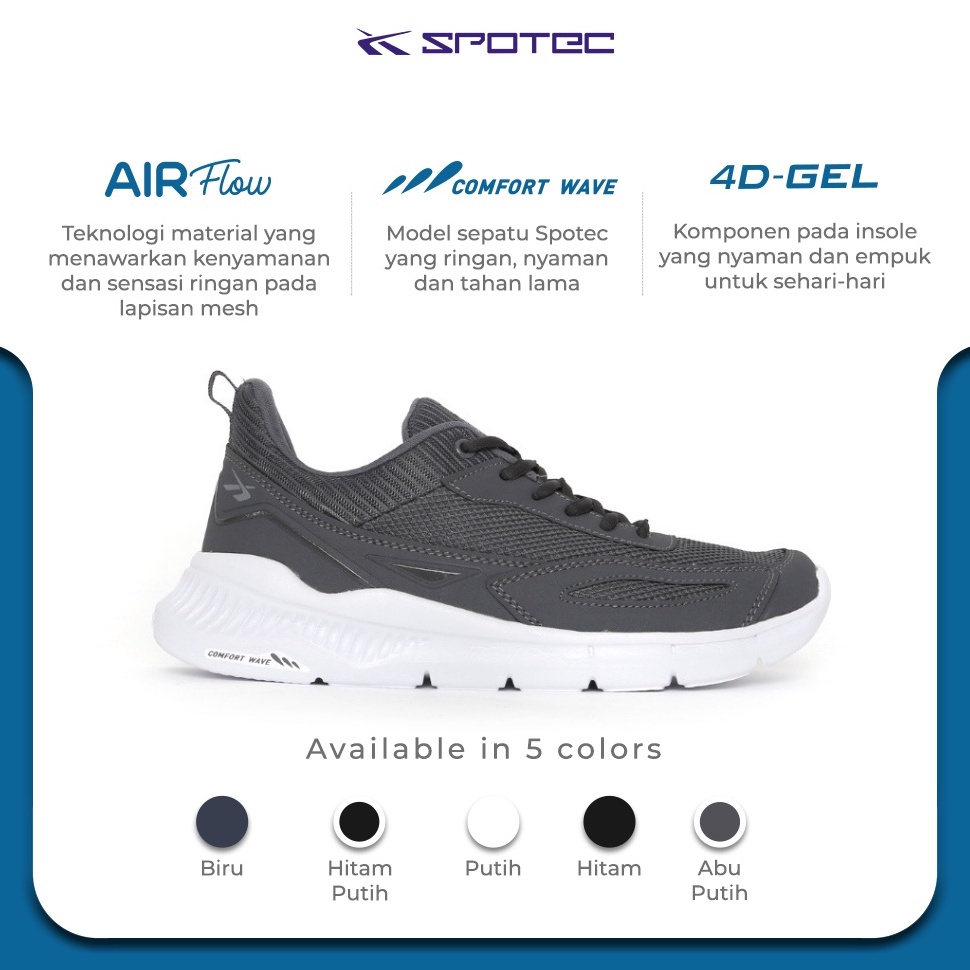 Jual Spotec Sepatu Student Activo Abu Tua Putih ART F8R6 | Shopee Indonesia