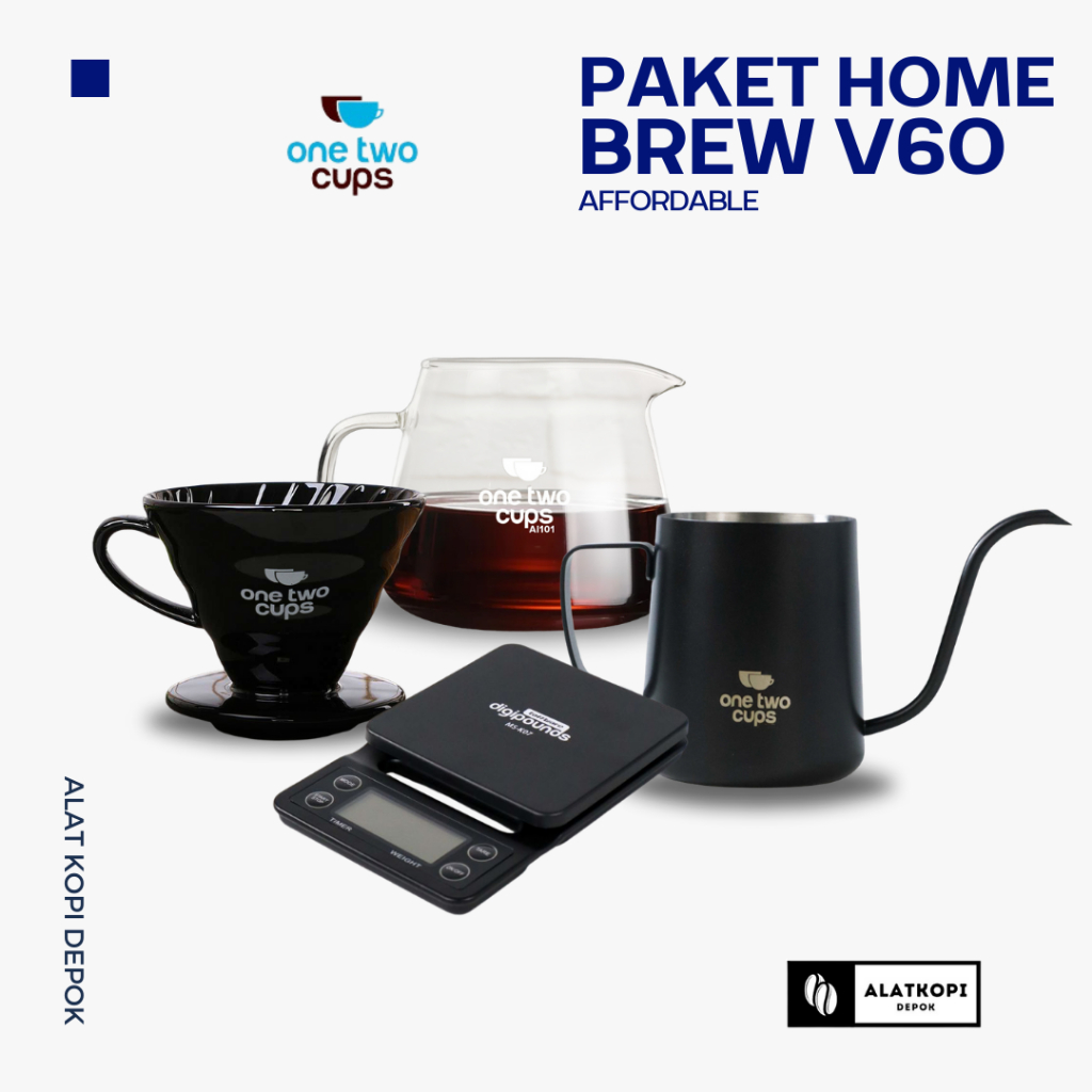 Jual Paket Alat Kopi V60 Manual Home Brew Dripper Set (Teko, Server, V60, Timbangan) One Two ...