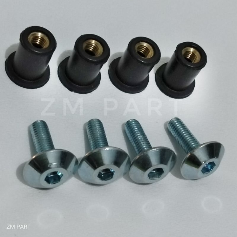 Jual (4set) Baut L4 dan Mur tipis Tameng Visor Cover depan bodi Xride ...