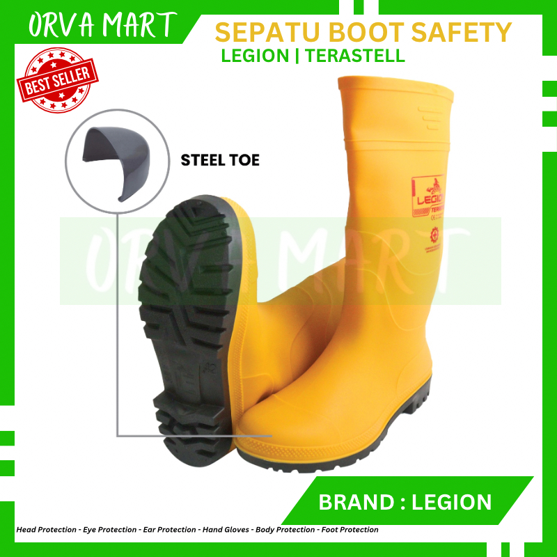 Jual Sepatu Boot Rubber Kuning Safety Proyek Steel Toe Legion Terasteel ...