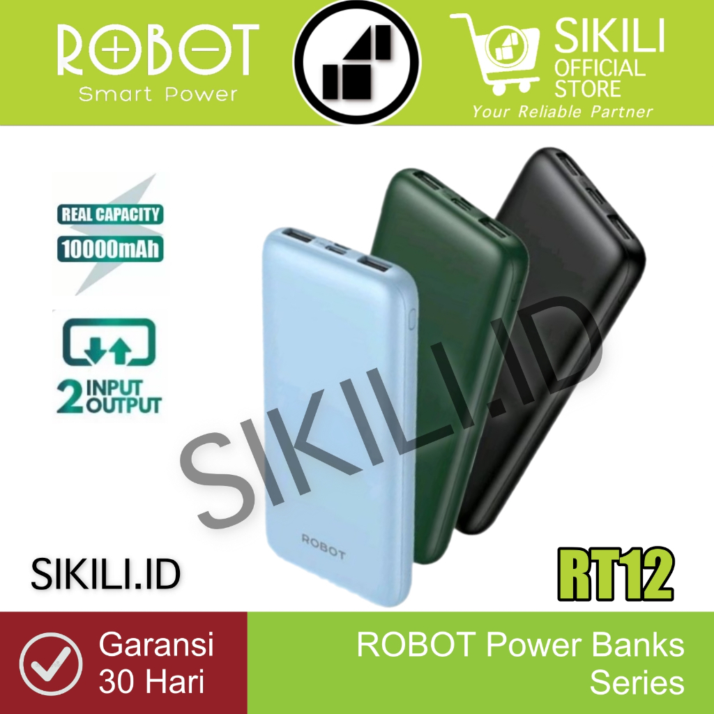 Jual ROBOT Power Bank RT12 10000mAh Dual Input Port Type C & Micro USB ...