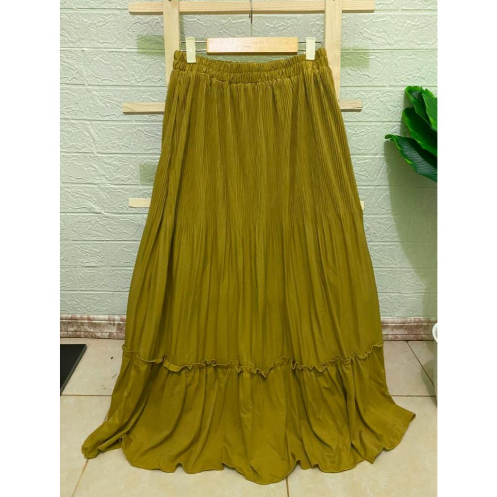 Jual Rok Plisket Susun Mayung Skirt Ruffle Hyget Polos Wanita | Shopee ...