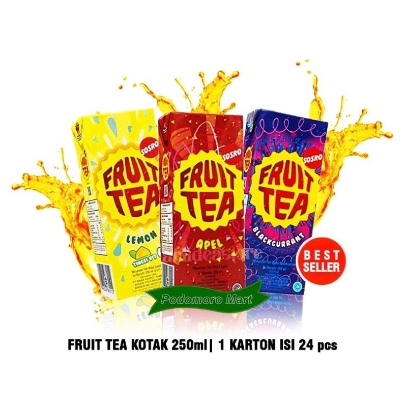 Jual Fruit Tea Sosro Lemon Apel Blackcurrant Kotak 250 ml (harga 1 Dus Isi 24 pcs) | Shopee ...