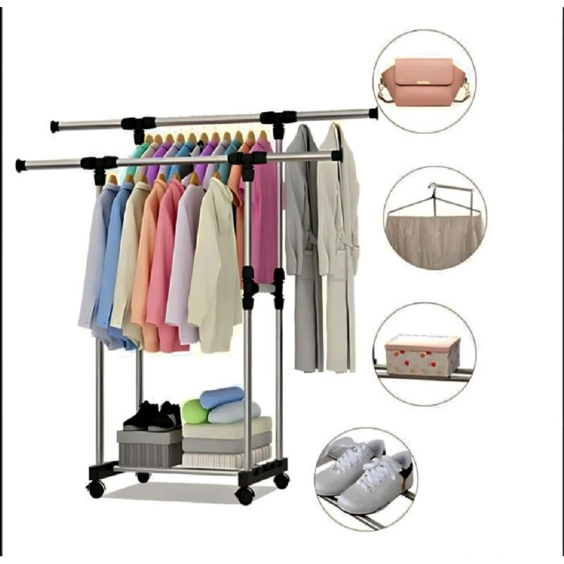 Jual STAND HANGER JEMURAN DOUBLE POLE VANSTAR / DOUBLE POLE RAK GANTUNG ...