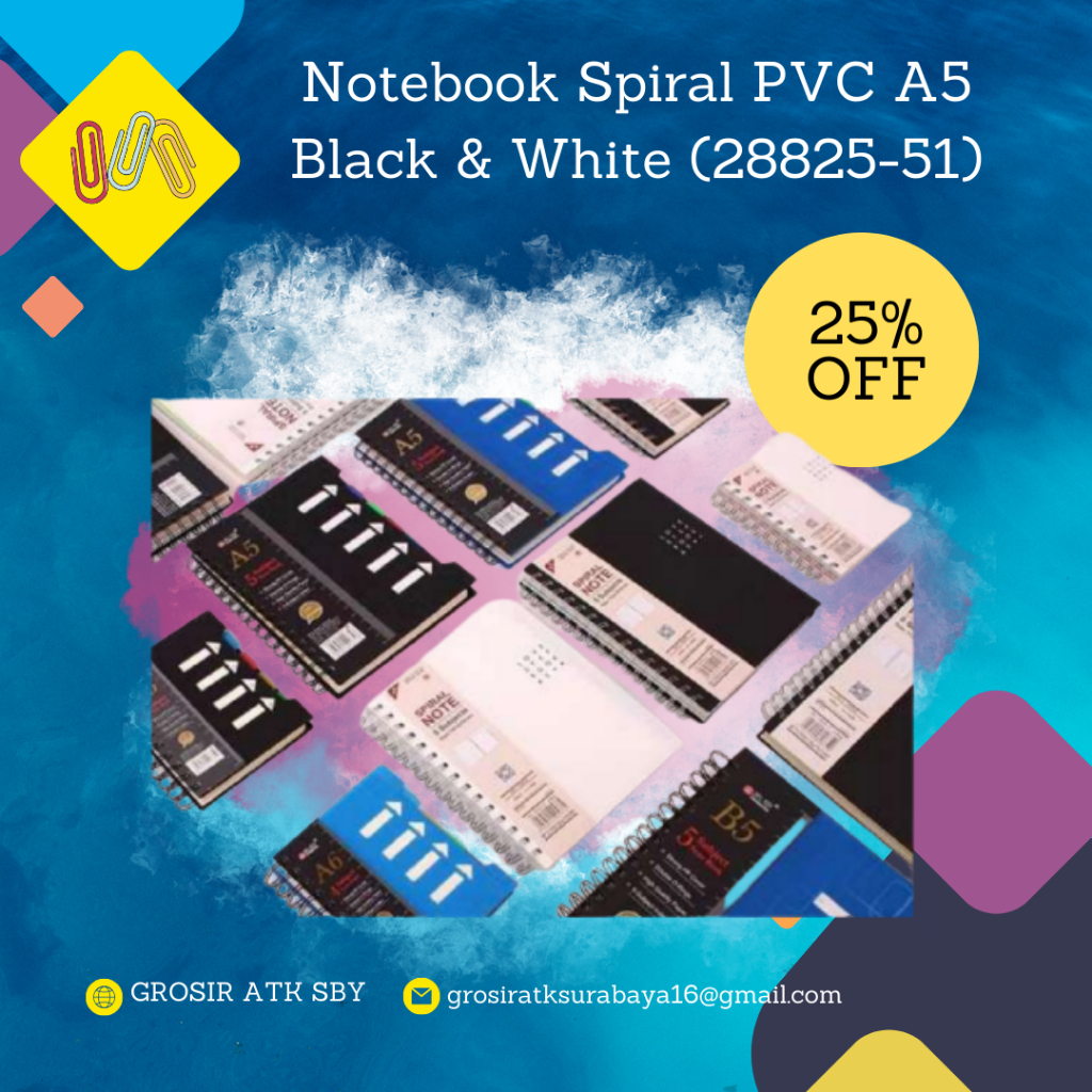 Jual Notebook Buku Agenda Catatan Model Spiral Cover PVC Hitam Putih ...