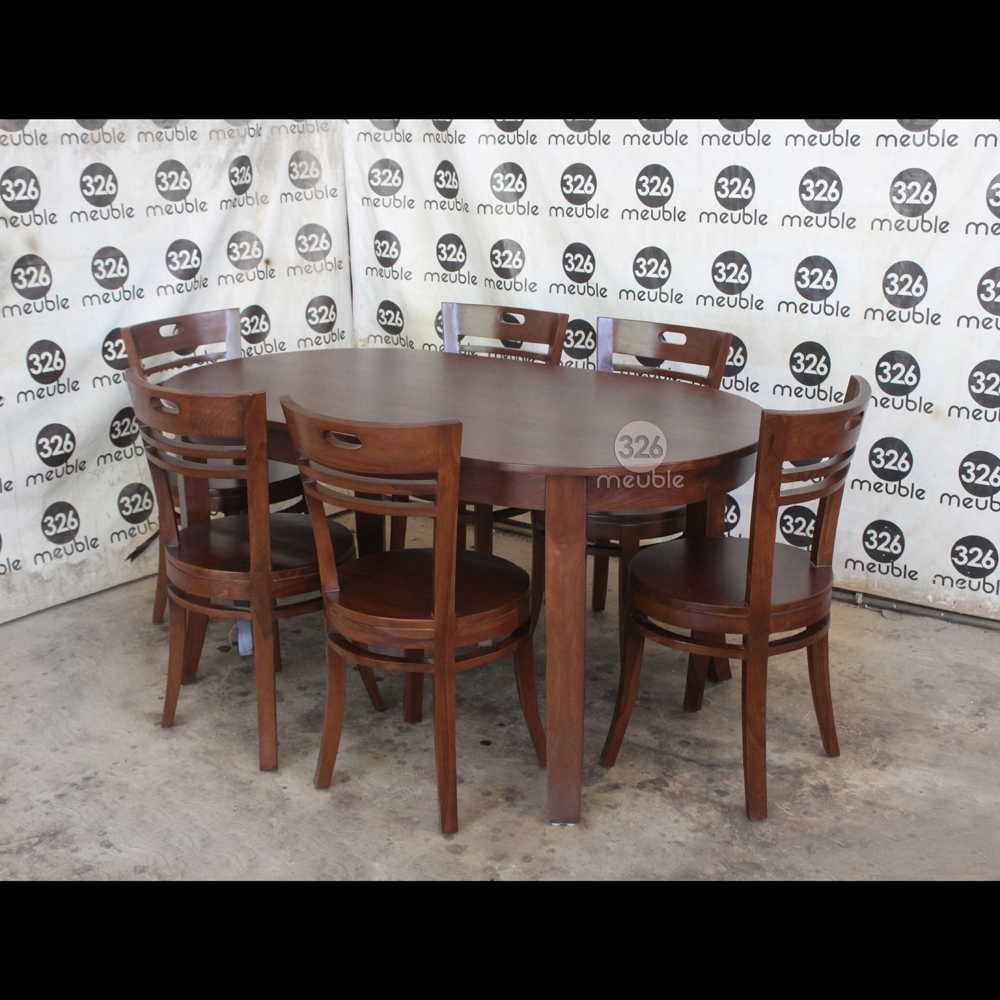 Jual Meja Makan Oval Mebel Jepara - Meja Makan Jati 6 Kursi | Shopee Indonesia