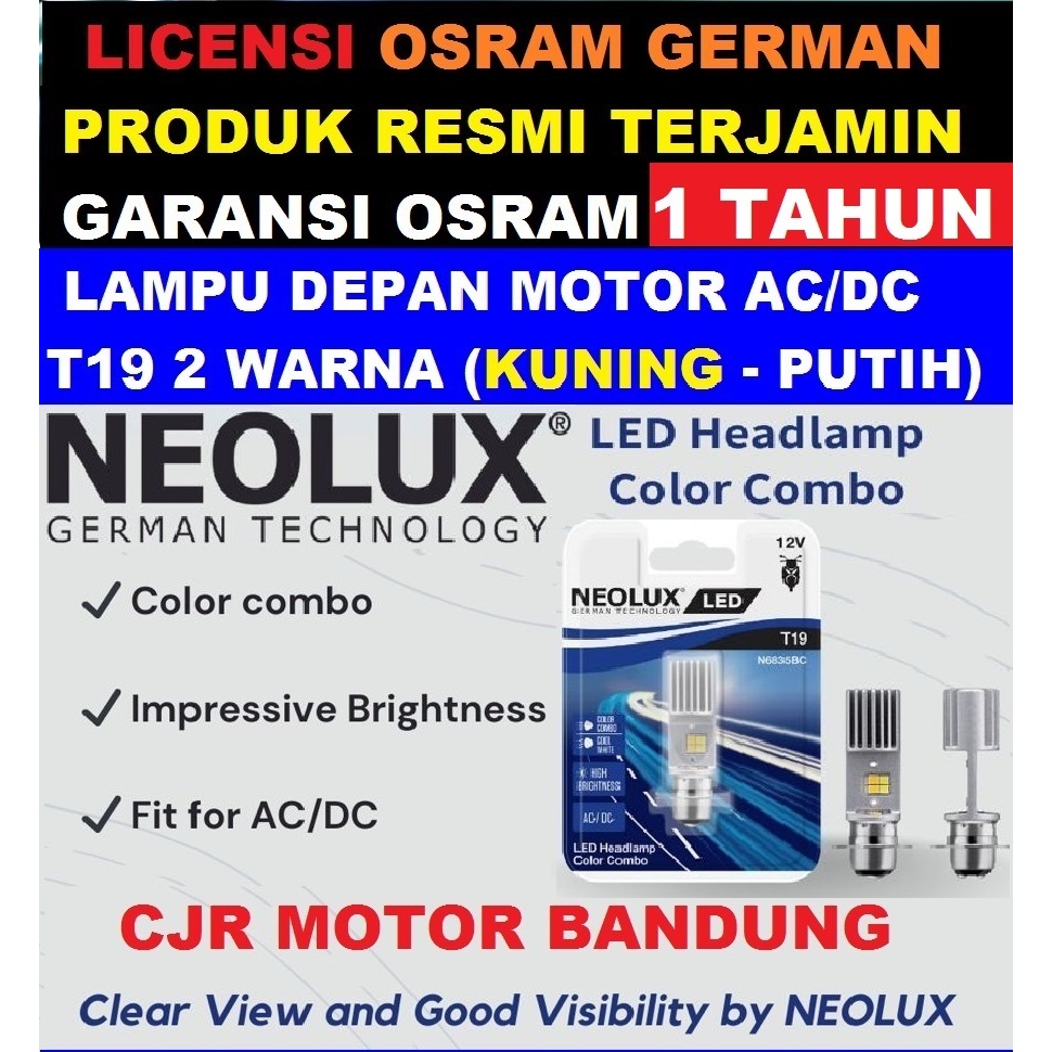 Jual LAMPU DEPAN LED MOTOR OSRAM NEOLUX T19 H6 COMBO 2 WARNA GARANSI RESMI 1 Thn | Shopee Indonesia