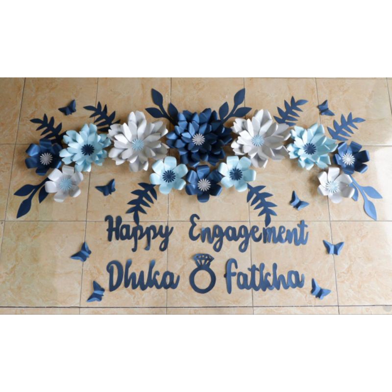 Jual ready Paper flower dekorasi bunga kertas backdrop lamaran dekorasi ...