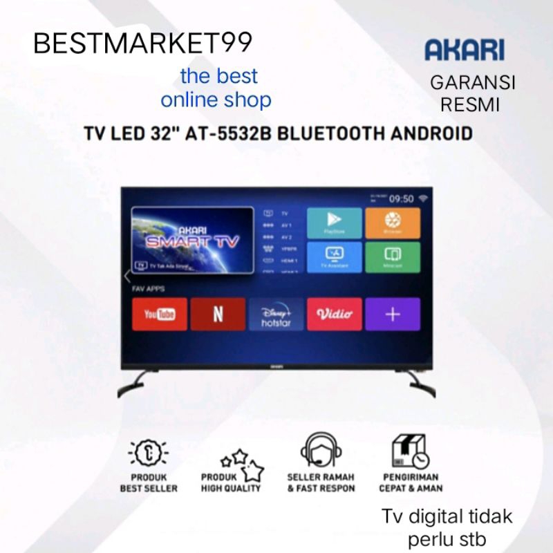 Jual SMART ANDROID TV LED DIGITAL AKARI AT 5532B 32 INCH | Shopee Indonesia