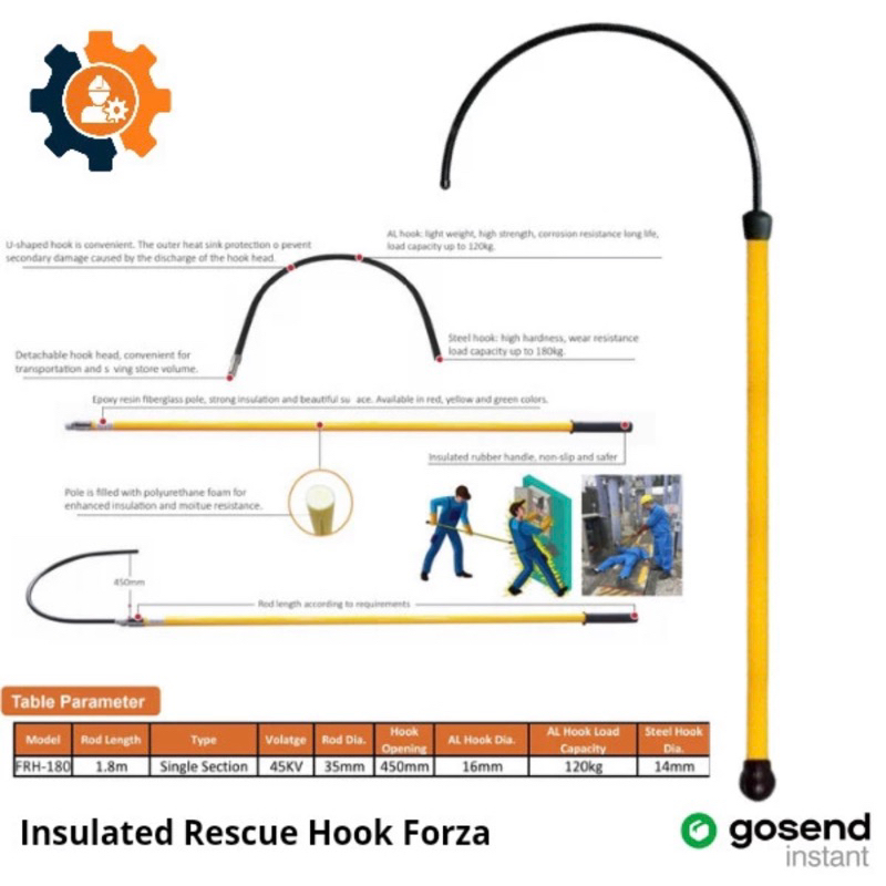 Jual Rescue Hook High Voltage 45Kv - Insulated Rescue Hook 45KV Forza ...
