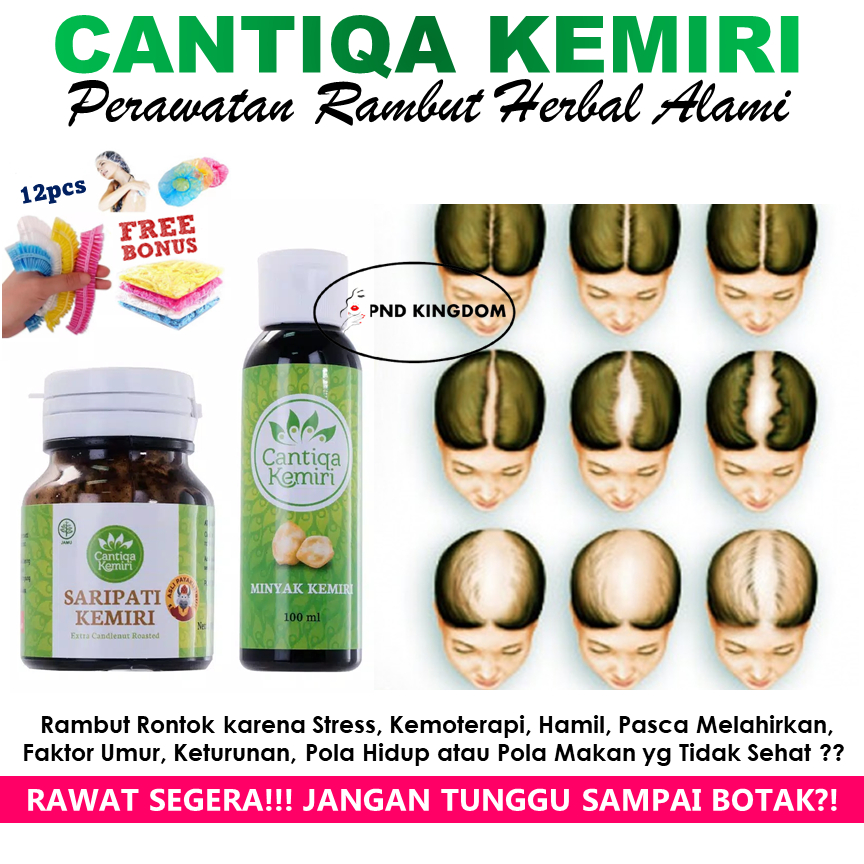 Jual [ FREE Shower Cap ] CANTIQA KEMIRI Penumbuh Rambut Botak Pitak ...