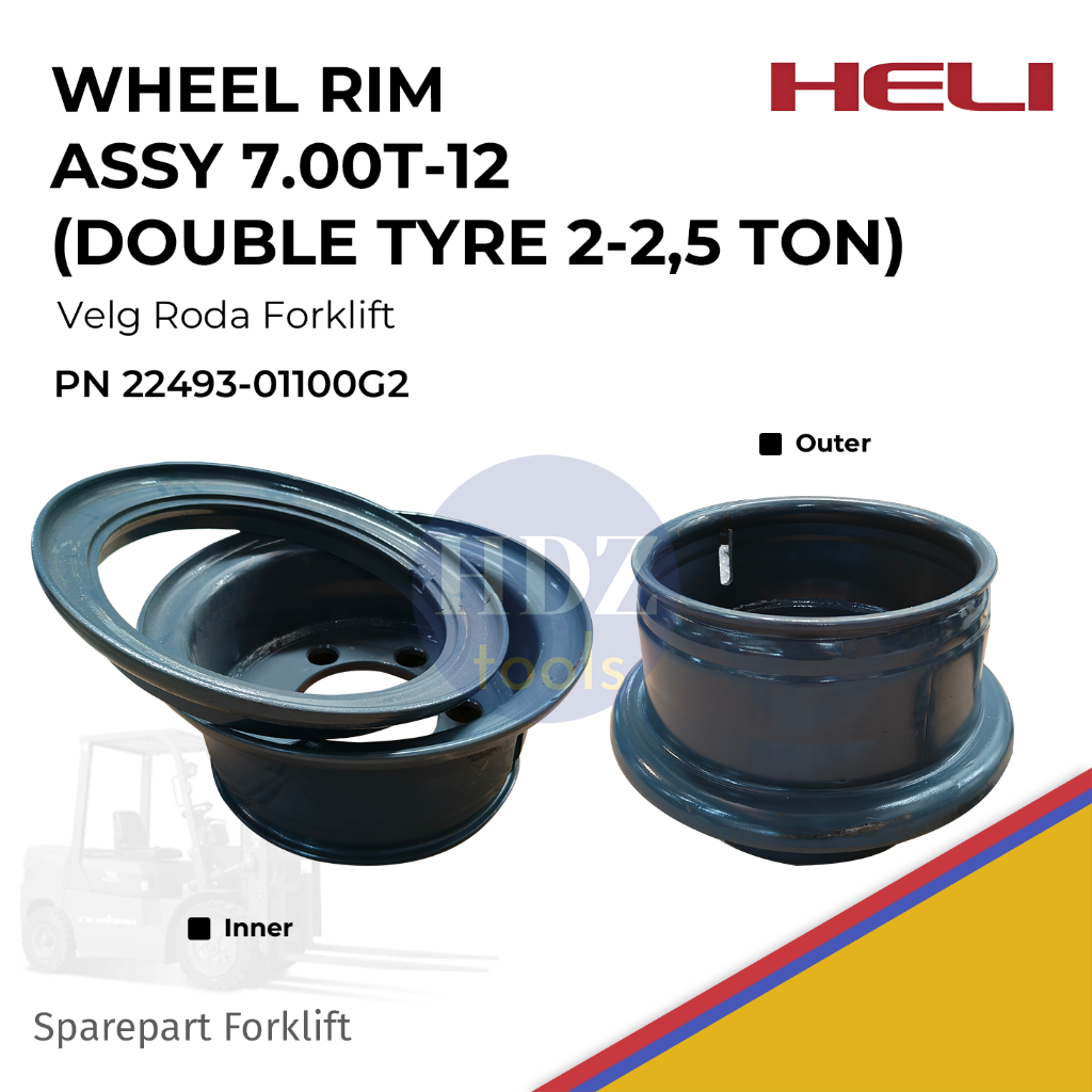 Jual Wheel Rim Assy 7.00T-12 Outer Inner Double Tyre Forklift 2-2.5T ...
