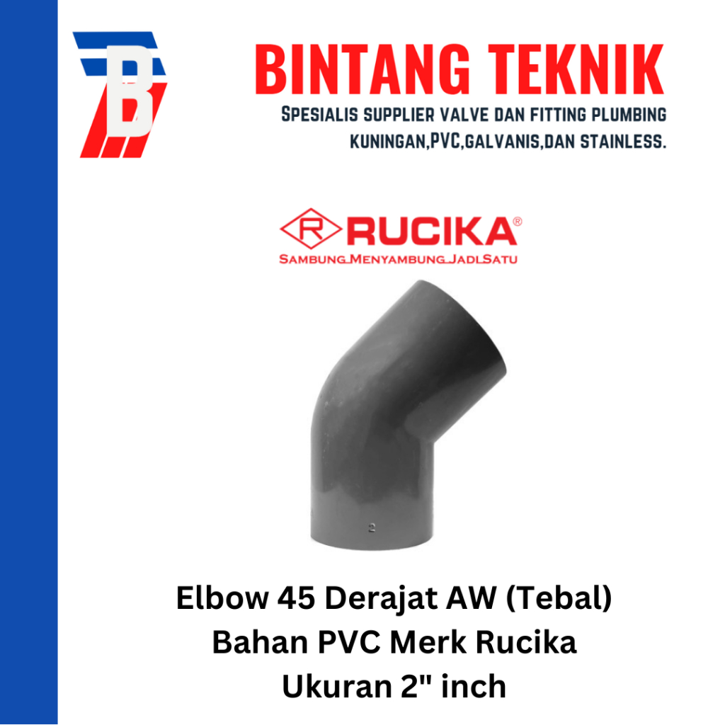 Jual Elbow / Knee 2" inch PVC Rucika AW (Tebal) 45 Derajat | Shopee Indonesia