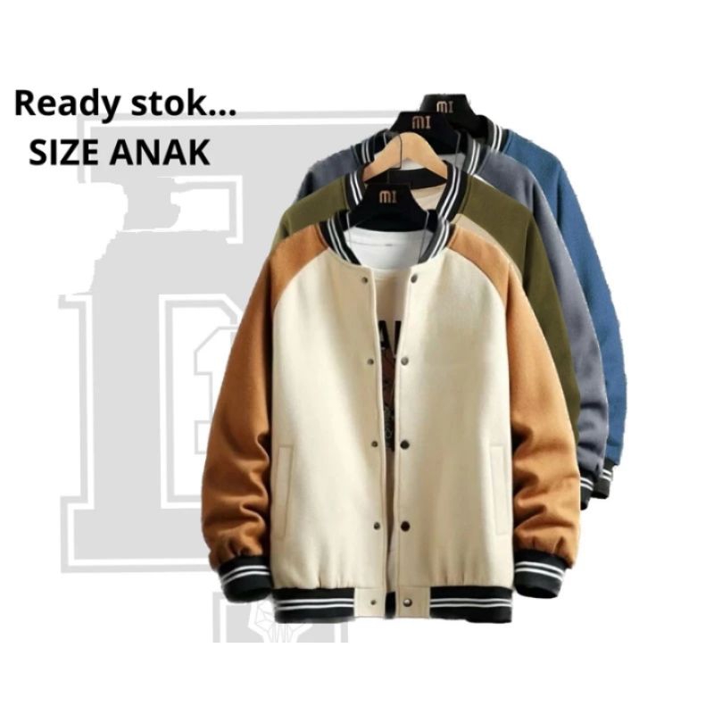 Jual Jaket Varsity Baseball ANAK Unisex (1th-18th) POLOS (BISA CUSTOM ...