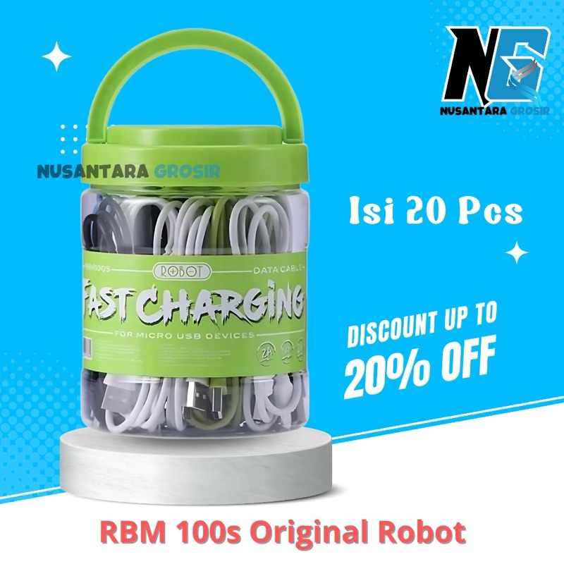 Jual Kabel data ROBOT RBM100 RBM100S micro usb 2A panjang 1M /Kabel data bulat ROBOT ( 1toples ...