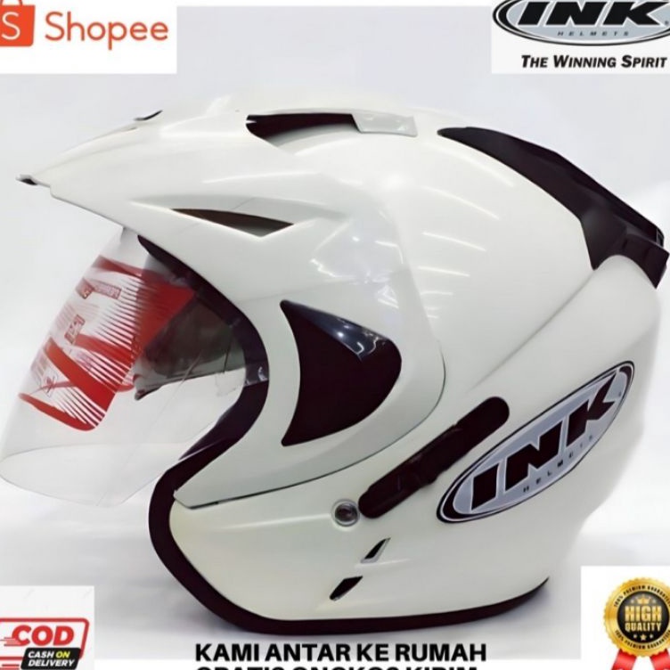 Jual HELM INK DOUBLE VISOR MERK FNK WARNA PUTIH SNI ART S2I5 | Shopee ...